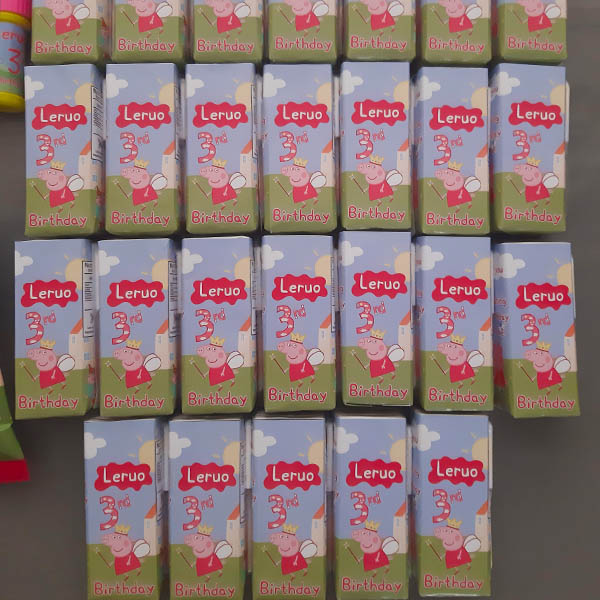 Peppa pig birthday party personalised juice | Kaymos Range